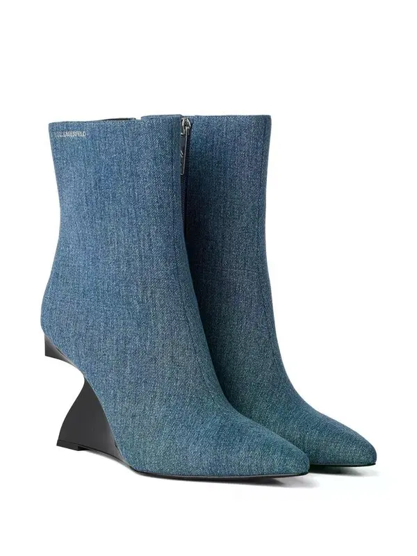 Karl Lagerfeld Sculptural Wedge Denim Boots