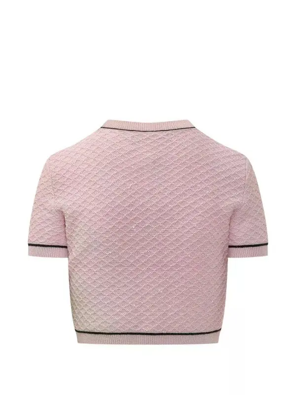 SELF-PORTRAIT Short-sleeve Cardigan With Flower-shaped Buttons