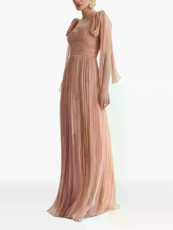 FRAMBOISE Tacoma Pleated Silk Maxi Dress