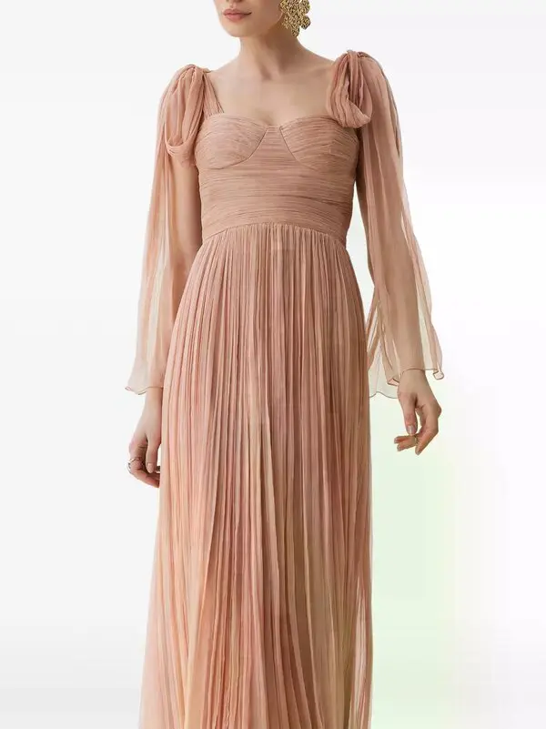 FRAMBOISE Tacoma Pleated Silk Maxi Dress
