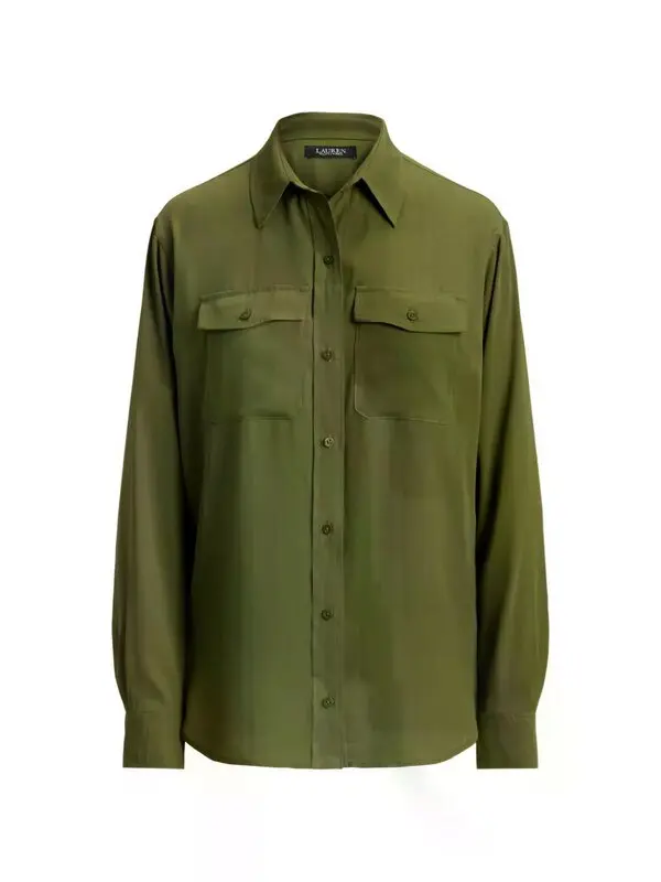 Ralph Lauren Relaxed Fit Georgette Shirt With Pocket Detail - Green