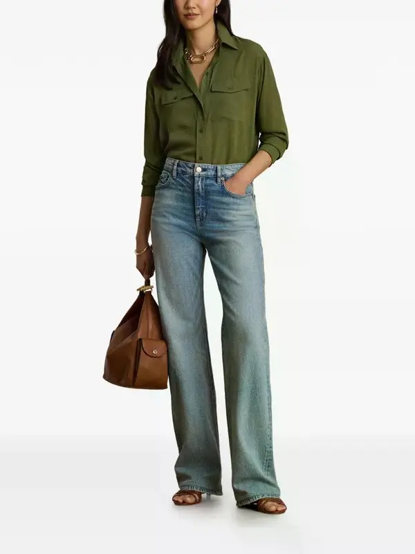 Ralph Lauren Relaxed Fit Georgette Shirt With Pocket Detail - Green