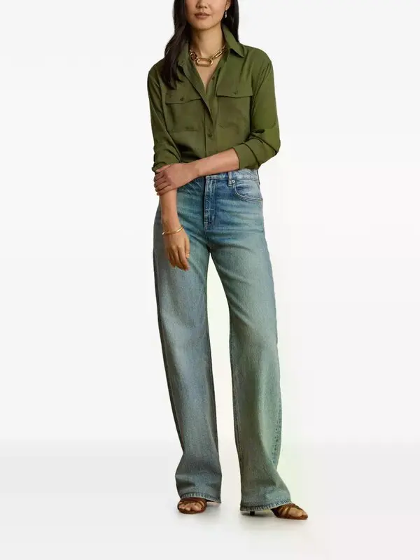 Ralph Lauren Relaxed Fit Georgette Shirt With Pocket Detail - Green
