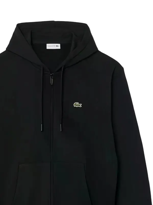 Lacoste Full Zip Hoodie With Logo - Black