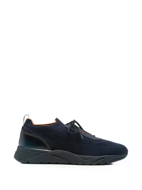 Santoni Flin Knit Sneakers With Leather Trim