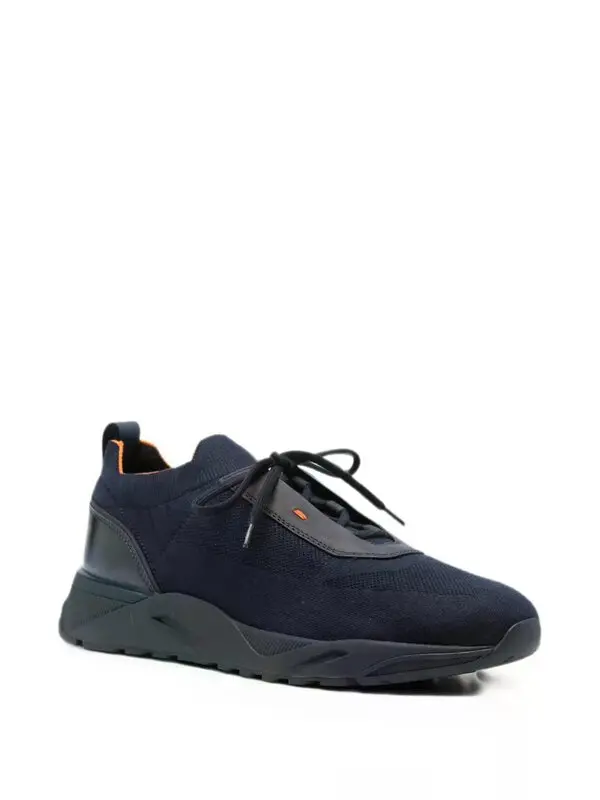 Santoni Flin Knit Sneakers With Leather Trim