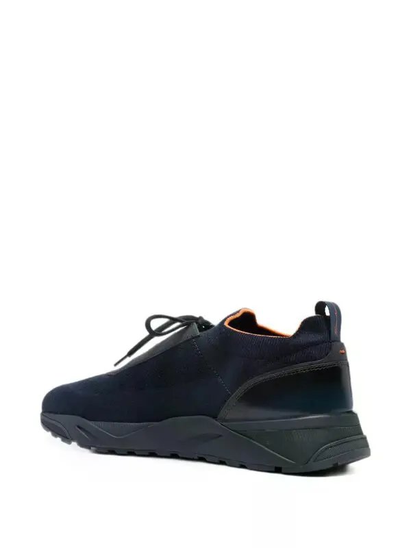 Santoni Flin Knit Sneakers With Leather Trim