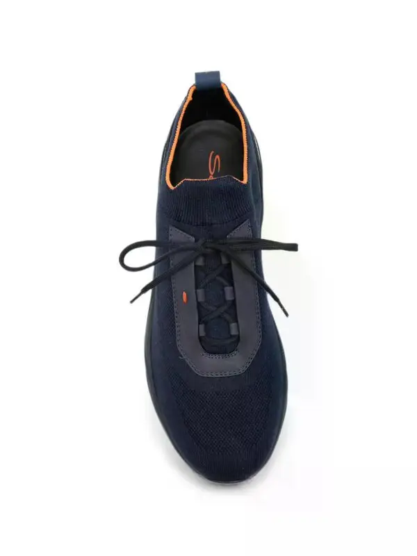 Santoni Flin Knit Sneakers With Leather Trim