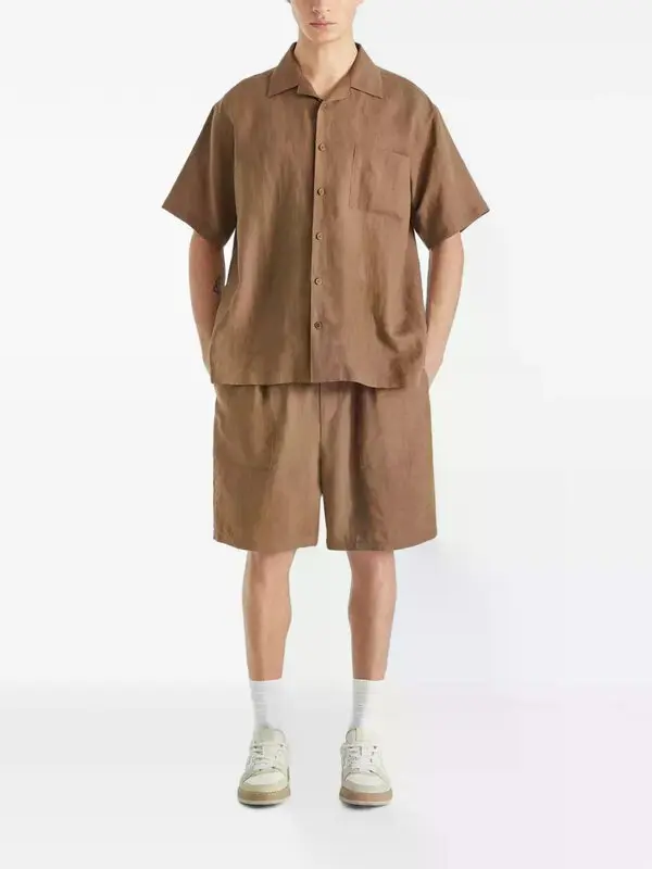 Fendi Linen Drawstring Waist Shorts