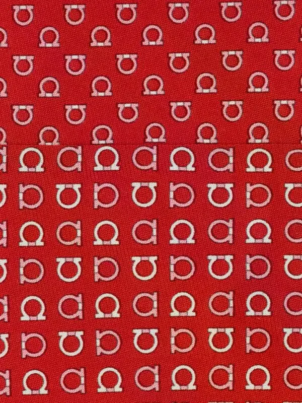 FERRAGAMO Gancini Print Silk Neck Tie - Red