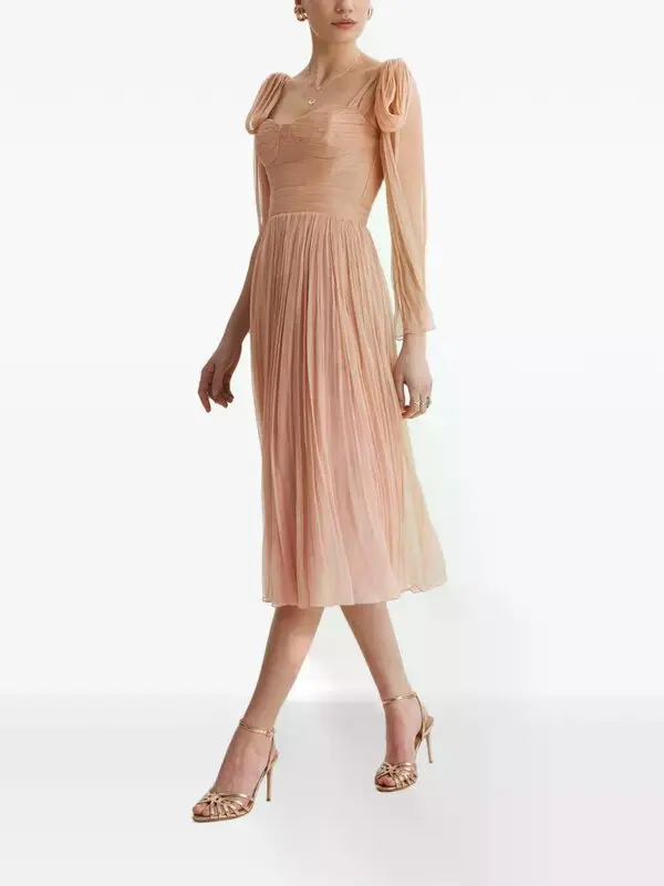 FRAMBOISE Floyd Pleated Silk Midi Dress