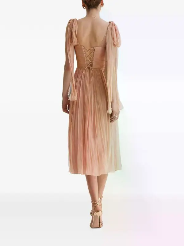 FRAMBOISE Floyd Pleated Silk Midi Dress
