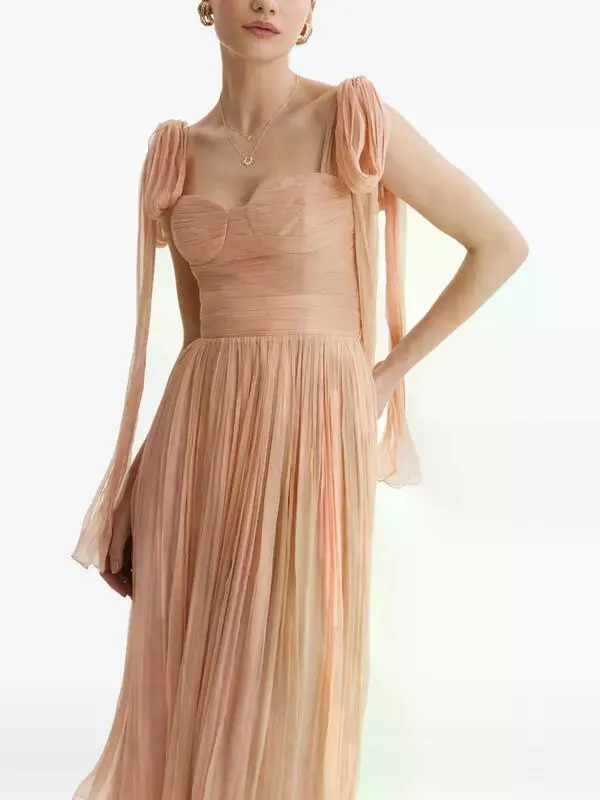 FRAMBOISE Floyd Pleated Silk Midi Dress