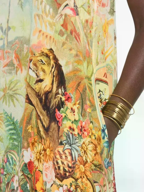 Camilla Graphic Print Tie-back Midi Dress