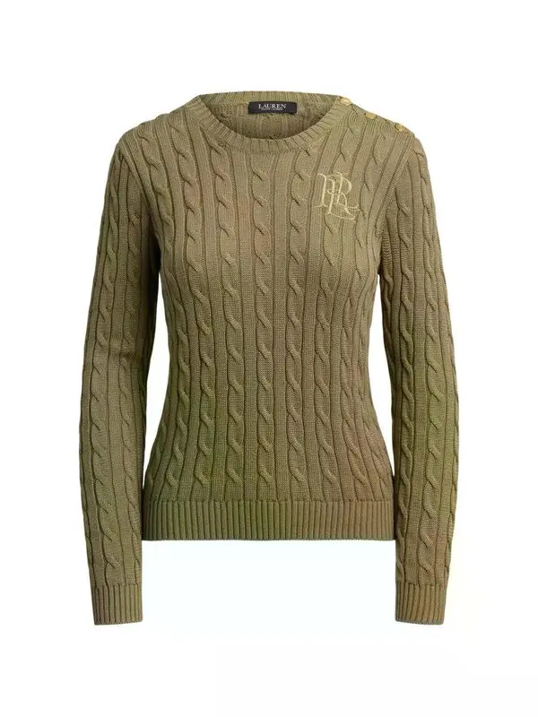 Ralph Lauren Button-trim Cable-knit Sweater - Green