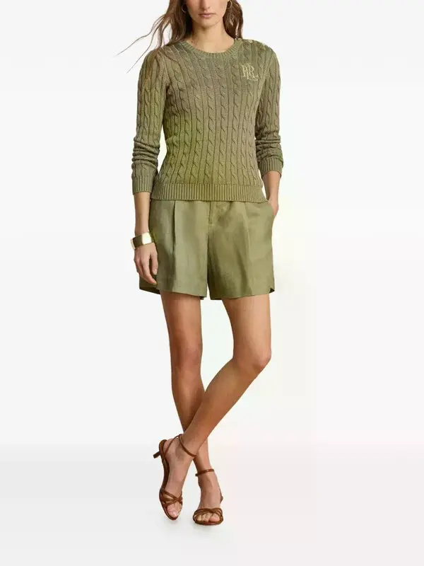 Ralph Lauren Button-trim Cable-knit Sweater - Green