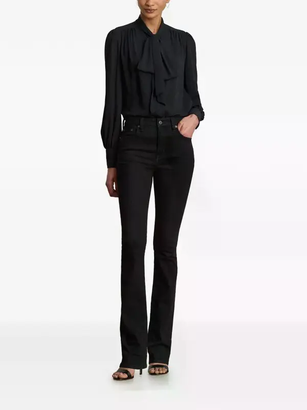 Ralph Lauren Tie-neck Blouson-sleeve Blouse