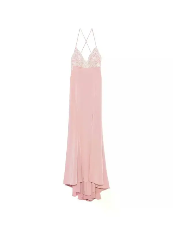 ALLURE Lace-panelled Side-slit Maxi Dress