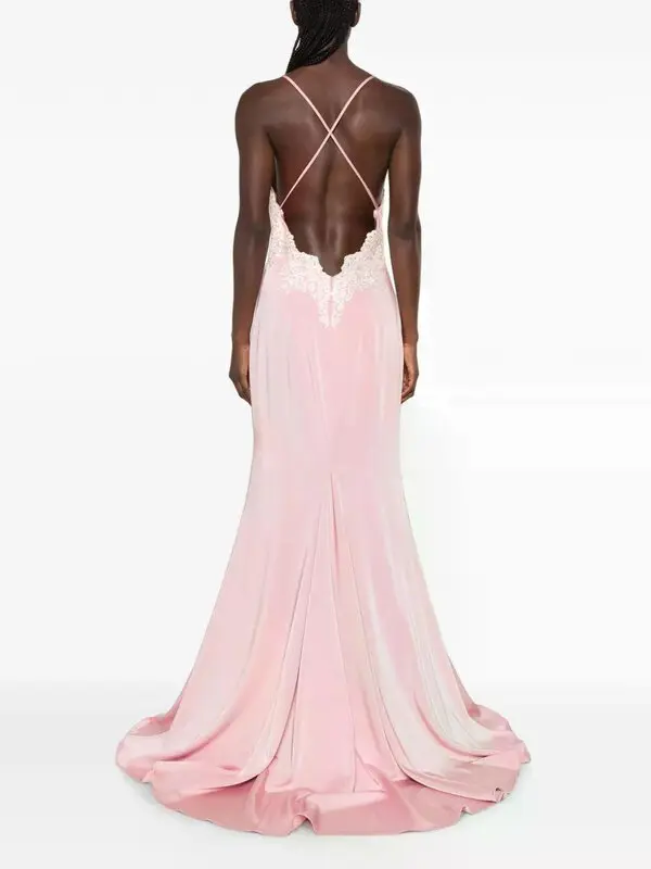 ALLURE Lace-panelled Side-slit Maxi Dress