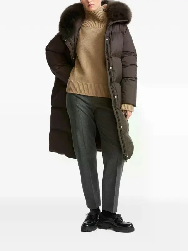 YVES SALOMON Quilted Coat With Shearling Trim