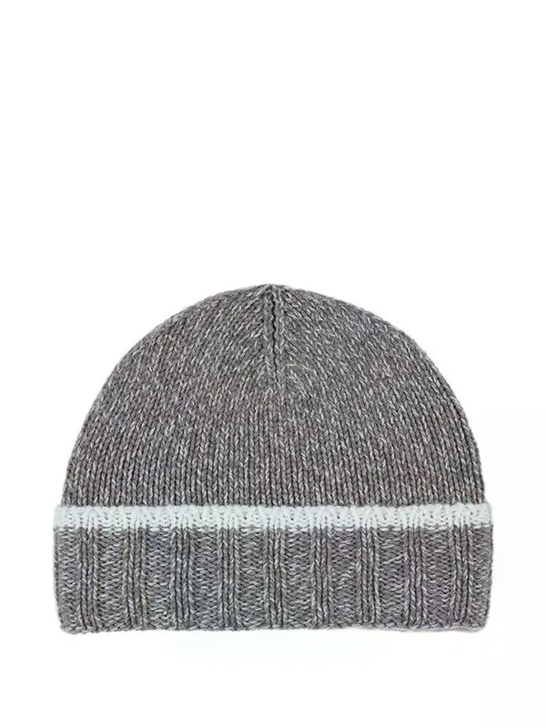 Paul & Shark Beanie Hat With Stripe Detail - Grey