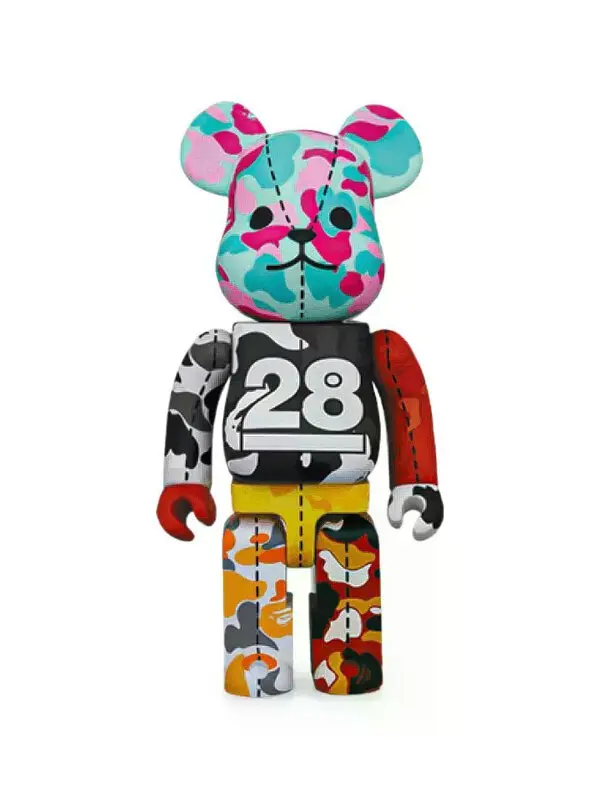 MEDICOM TOY X Bape 28th Anniversary Camo #3 Bearbrick Figure - Black