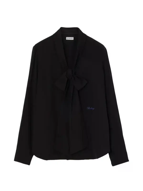 Burberry Silk Crepe De Chine Blouse With Scarf Detail
