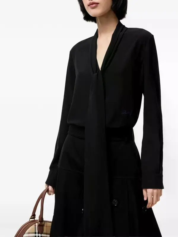 Burberry Silk Crepe De Chine Blouse With Scarf Detail
