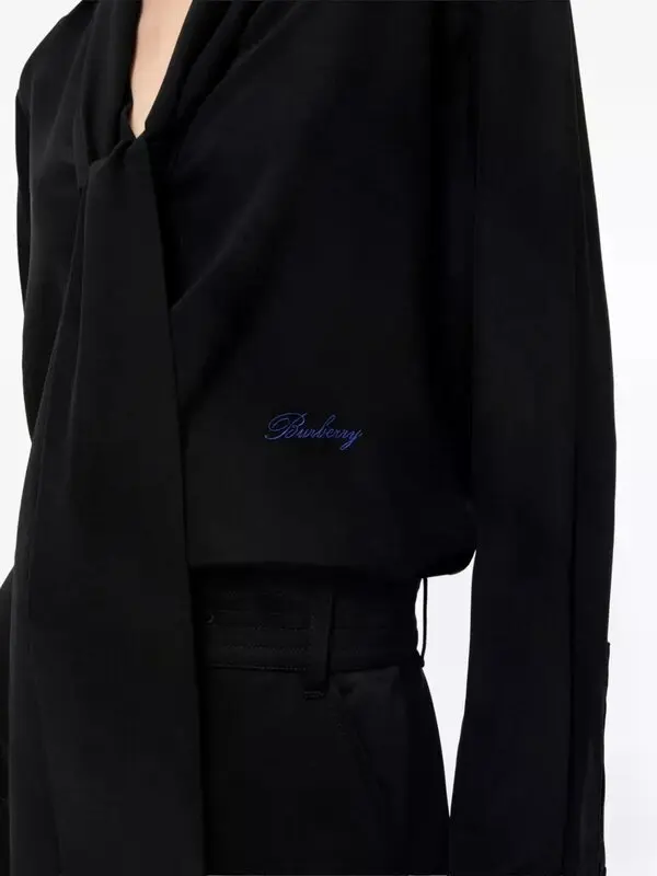 Burberry Silk Crepe De Chine Blouse With Scarf Detail