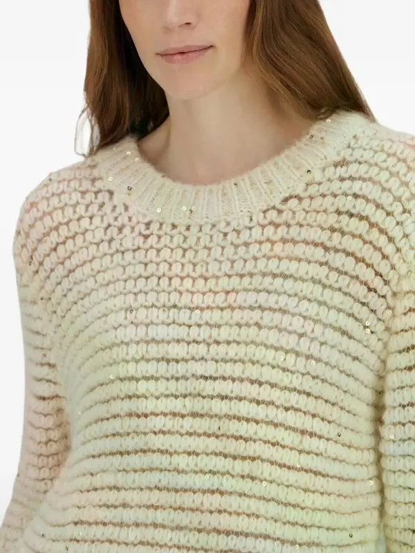 Herno Sequin-embellished Corncob-stitch Crew Neck Sweater