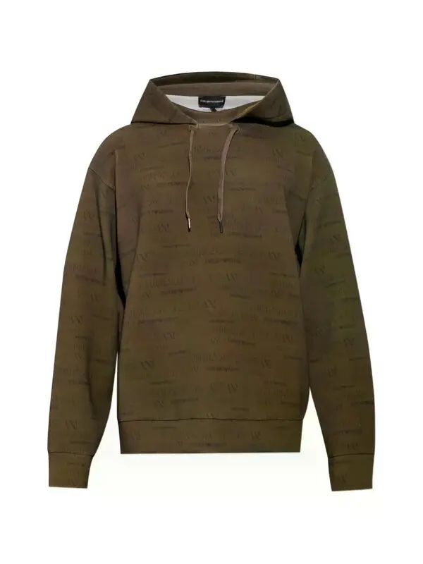 Emporio Armani Monogram Print Hoodie - Green
