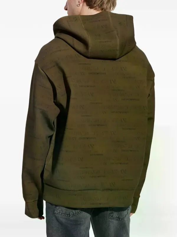 Emporio Armani Monogram Print Hoodie - Green