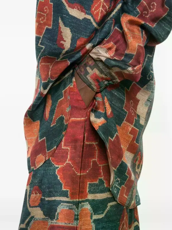 PIERRE-LOUIS MASCIA Geometric Print Wide-leg Trousers - Green