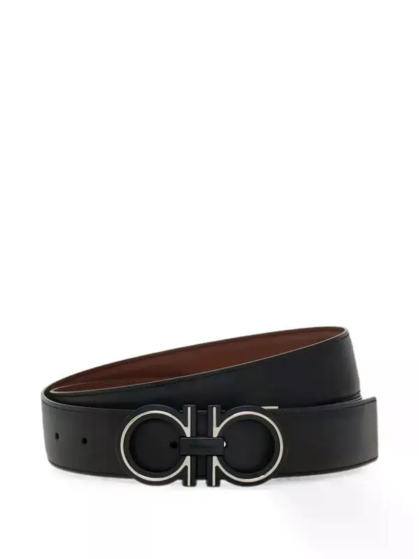 FERRAGAMO Reversible And Adjustable Gancini Belt - Black