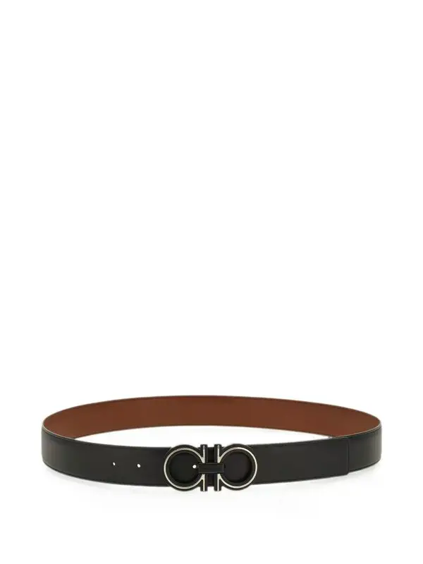 FERRAGAMO Reversible And Adjustable Gancini Belt - Black