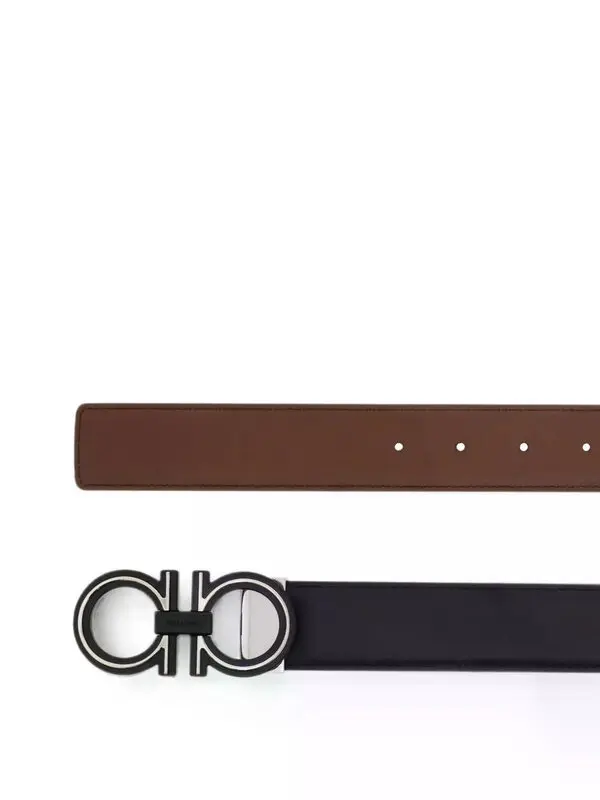 FERRAGAMO Reversible And Adjustable Gancini Belt - Black