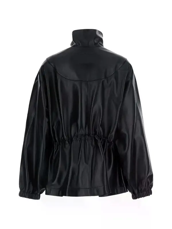Givenchy Leather High Neck Relaxed Fit Jacket