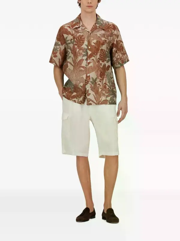 Herno Tropical-print Linen Shirt