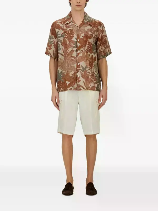 Herno Tropical-print Linen Shirt
