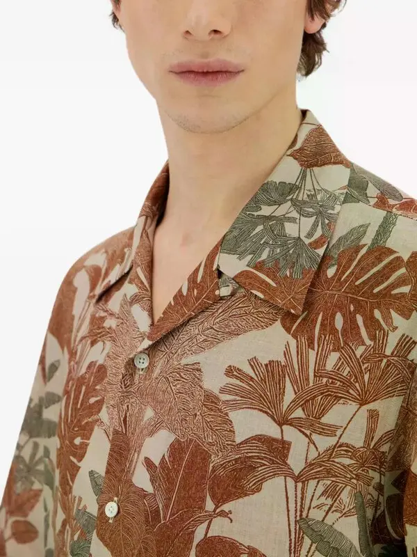 Herno Tropical-print Linen Shirt
