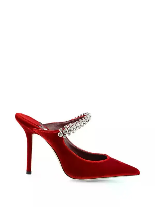 JIMMY CHOO Bing Crystal-embellished Velvet Mules - Red