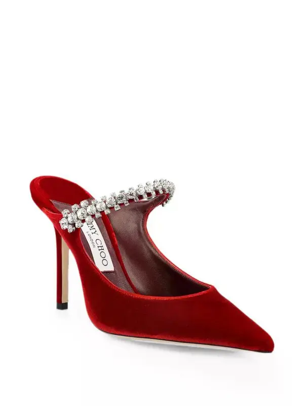 JIMMY CHOO Bing Crystal-embellished Velvet Mules - Red