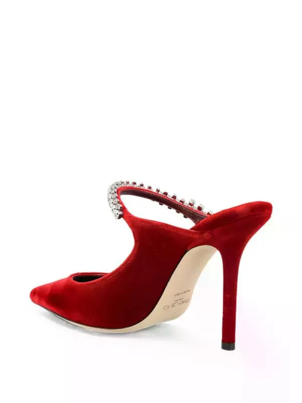 JIMMY CHOO Bing Crystal-embellished Velvet Mules - Red
