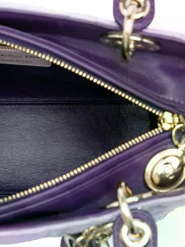 Dior Medium Tricolor Lambskin Cannage Lady Satchel - Purple