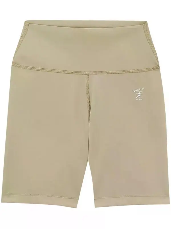 SPORTY & RICH Logo-print Biker Shorts - Neutrals