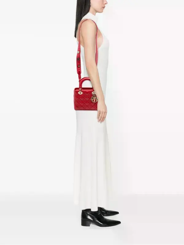 Dior Lambskin Cannage Lady Satchel - Red