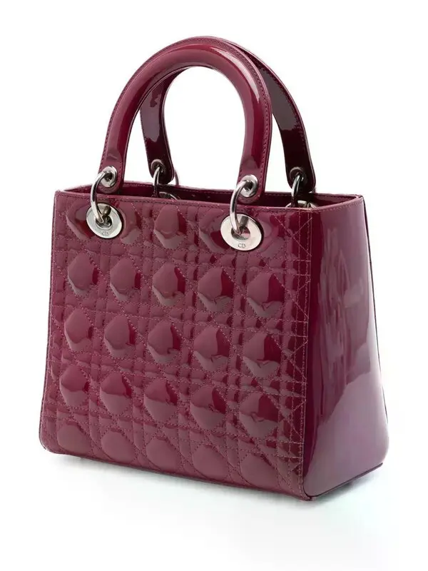 Dior Patent Cannage Lady Satchel - Red
