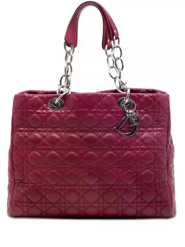Dior Lambskin Cannage Lady Soft Shopping Tote Bag - Red