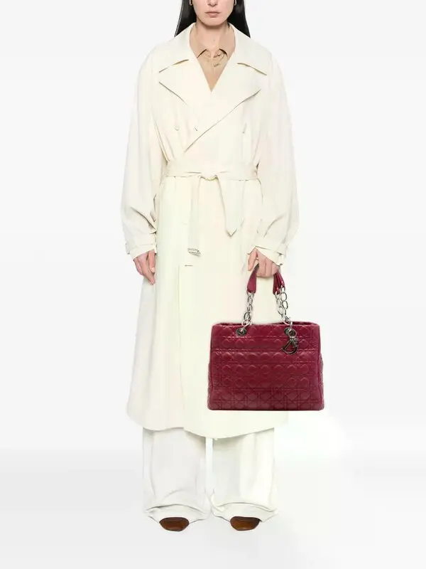 Dior Lambskin Cannage Lady Soft Shopping Tote Bag - Red