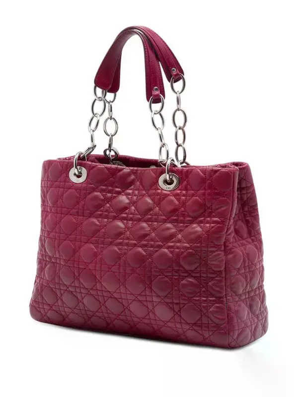 Dior Lambskin Cannage Lady Soft Shopping Tote Bag - Red